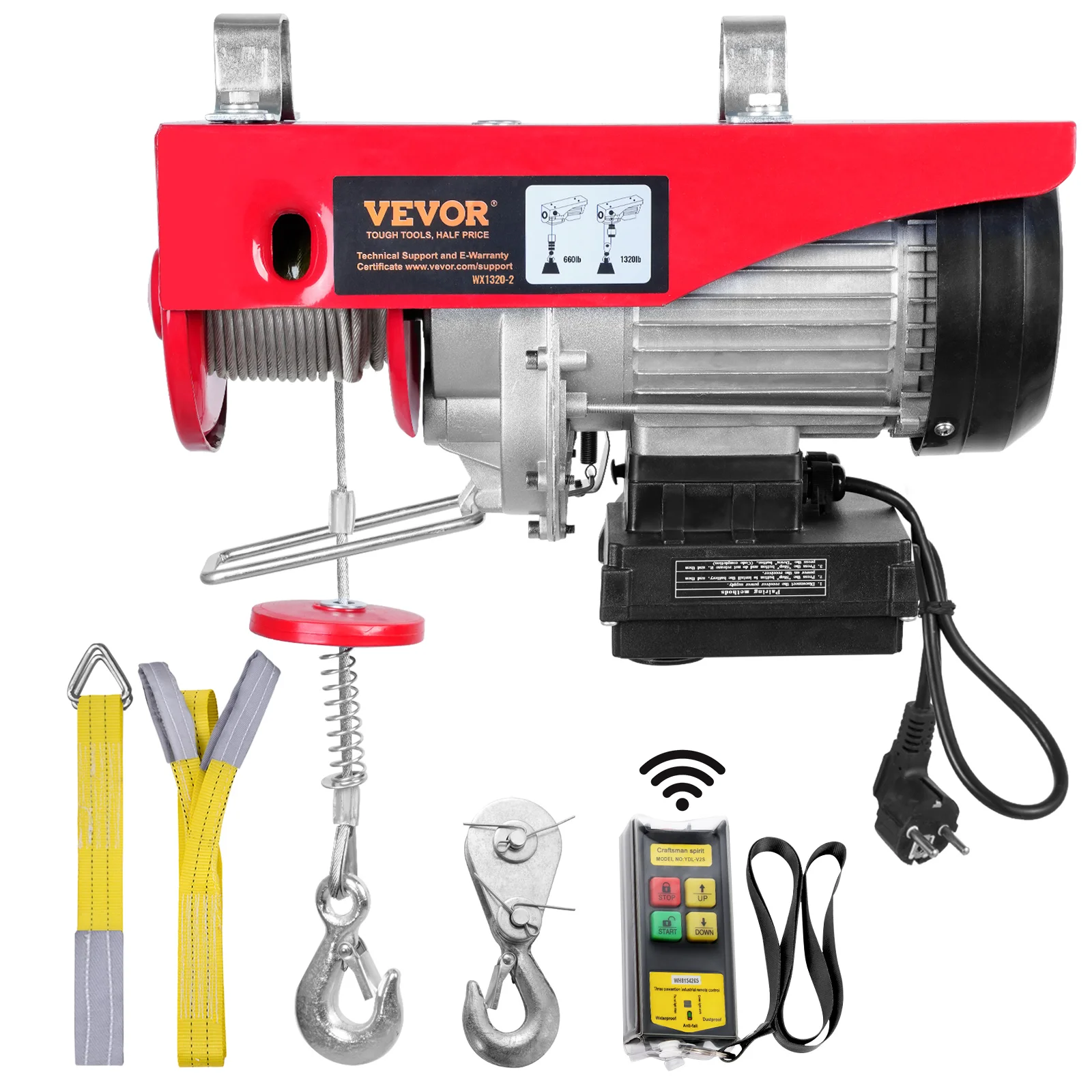 VEVOR-Guincho-de-talha-de-a-o-el-trico-capacidade-de-eleva-o-1150W-220V ...