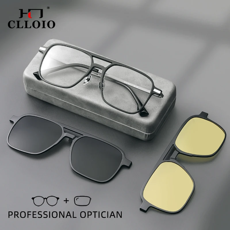 CLLOIO-Polarized-Magnetic-Clip-On-Prescription-Myopia-Glasses-Men-TR90 ...