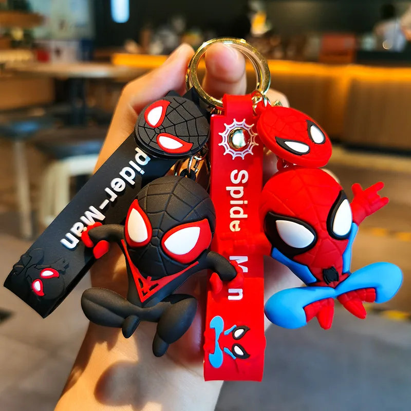 Cartoon-Spiderman-Keychains-Action-Figure-Pvc-Silicone-Doll-Keyrings ...