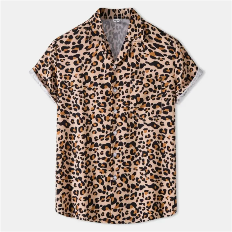 Summer-3D-Leopard-Print-Shirts-For-Men-Clothes-Casual-Vacation-Short ...