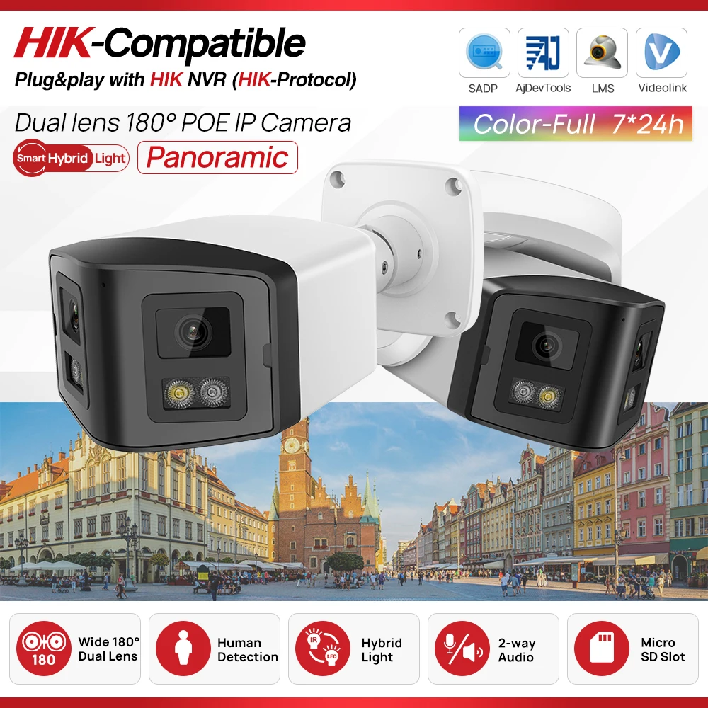 Hikvision-Compatible-4MP-8MP-Dual-Light-Panoramic-Camera-POE-Built-in ...