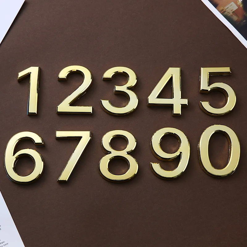 7cm Gold Number Door Signs 0 To 9 Mailbox Number Self Adhesive 3D House ...