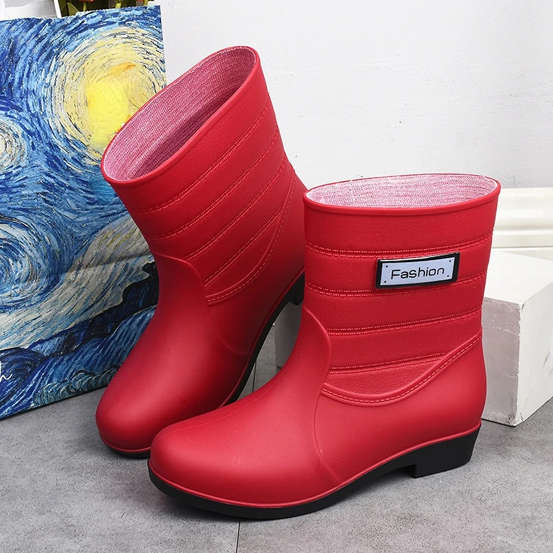 Rubber Boots for Women Rain Shoes Comfort Slip-on Waterproof Galoshes ...