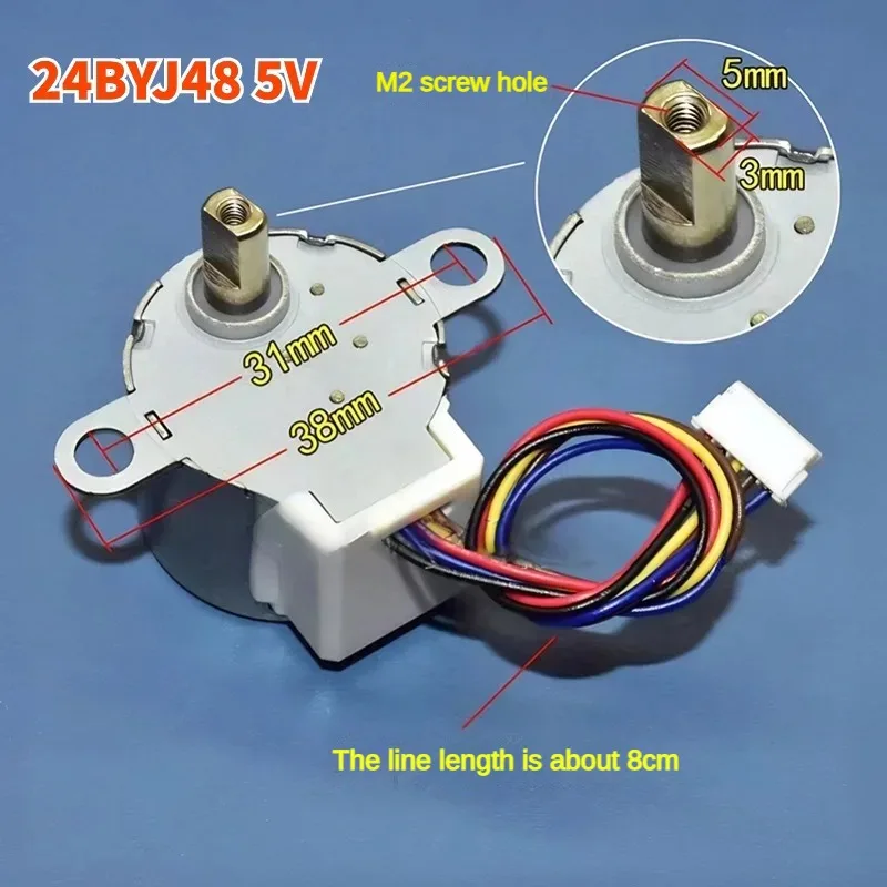 24BYJ48-DC-5V-Gear-Stepper-Motor-4-Phase-5-Wire-Reduction-Motor-Ratio ...