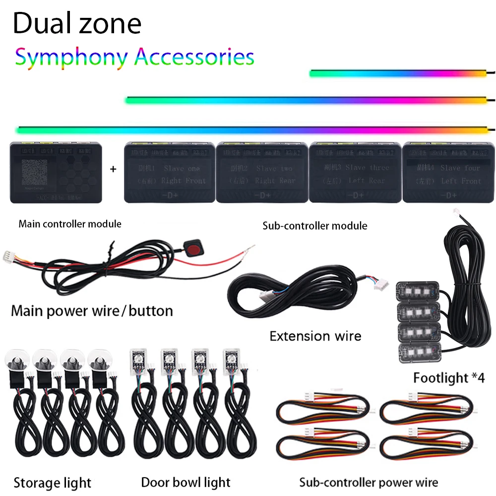Dual-Zone-Symphony-Streamer-LED-Ambient-Light-Parts-Full-Colors-3-wires ...