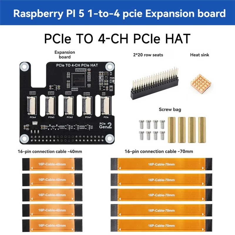 【BRAND NEW】For Raspberry Pi 5 4-CH Pcie HAT Board Pcie FFC Expansion ...