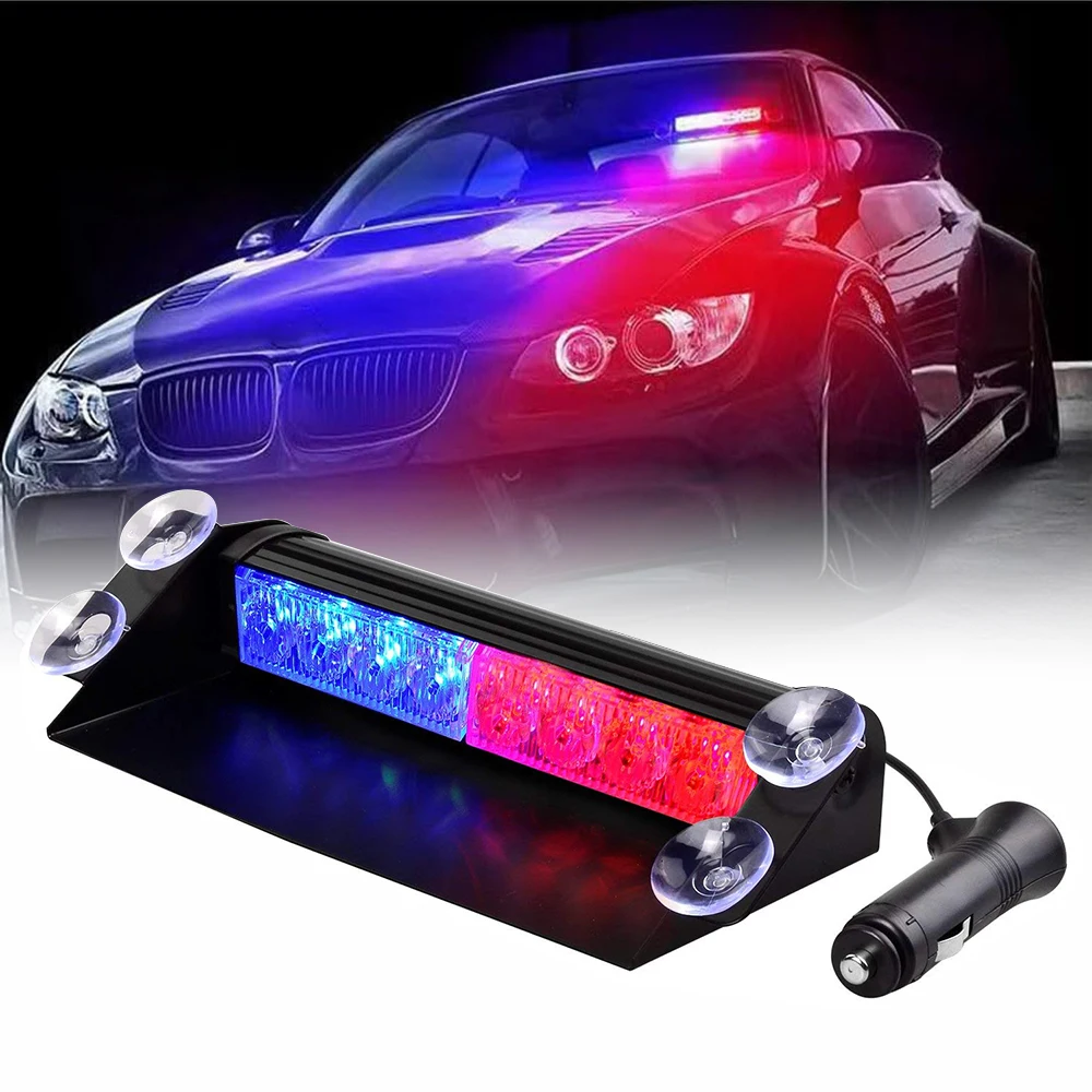 8-LED-Universal-Car-Strobe-Light-Flasher-Vehicle-Flashing-Warning-Lamp ...