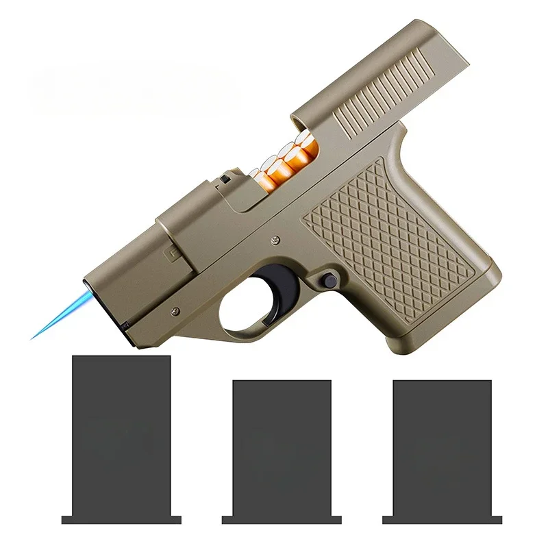 Capacity 10PCS Pistol Style Lighters with 3 Cigarette Case Jet Blue ...