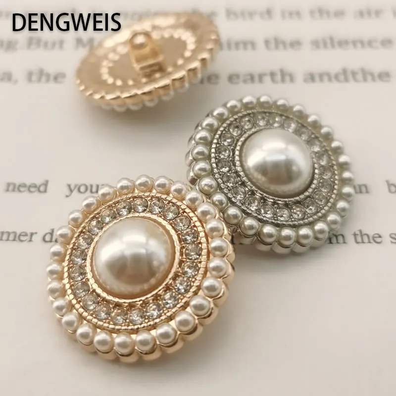 Rhinestone-Decor-Pearl-Metal-Buttons-for-Diy-Clothing-Coat-Cardigan ...