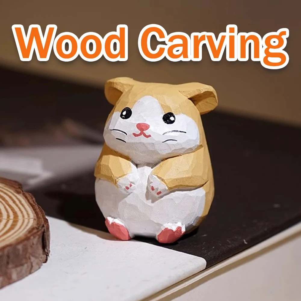 Handcrafted wood carving Home decorations Wood Carved Hamster Cow Lamb ...