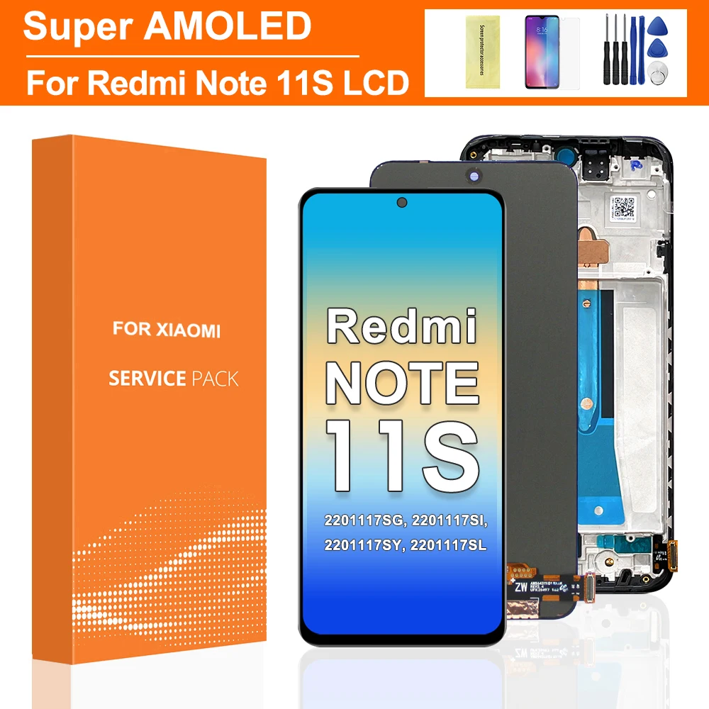 6.43 new new novo amoled para xiaomi redmi nota 11s display lcd de toque digitador da tela para ...