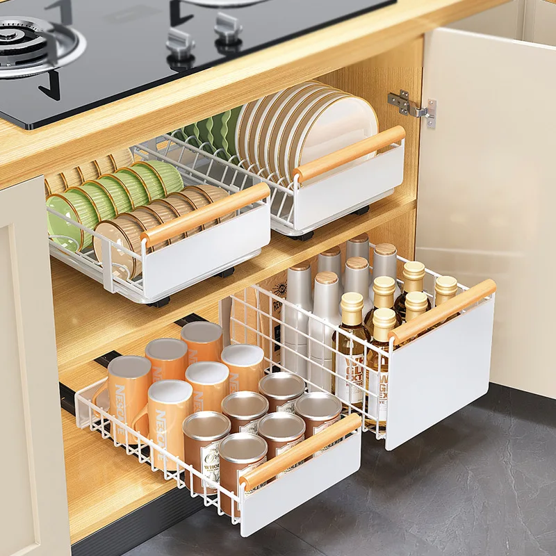 Non-Punching-Sliding-Track-Pull-out-Dish-and-Seasoning-Storage-Rack ...