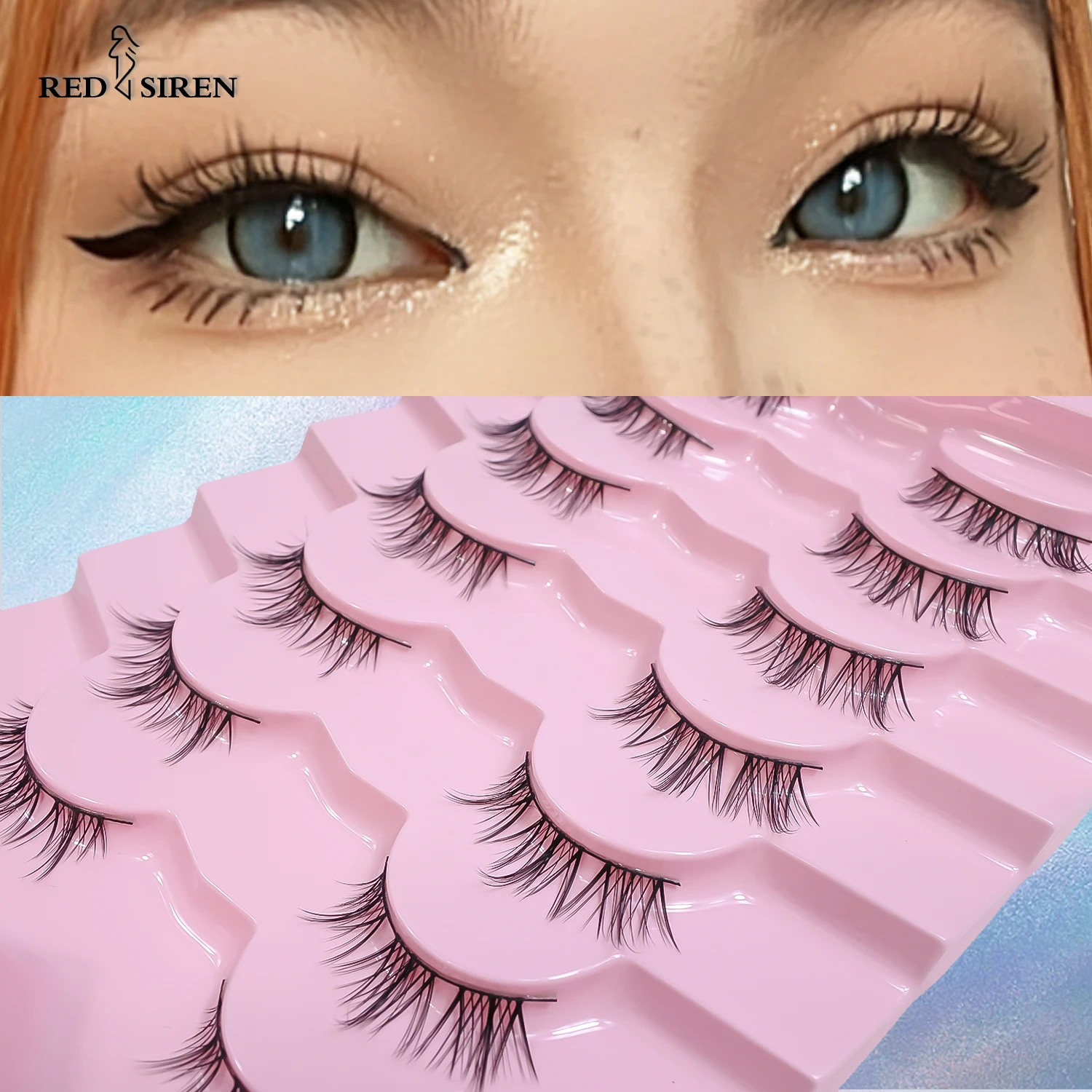 RED-SIREN-Manga-Lashes-Free-Shipping-Korean-Makeup-5-7-Pairs-Wispy ...