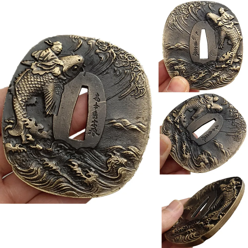 Nice-Alloy-Fish-Tsuba-Guard-Fittings-For-Japanese-Samurai-Katana-Sword ...