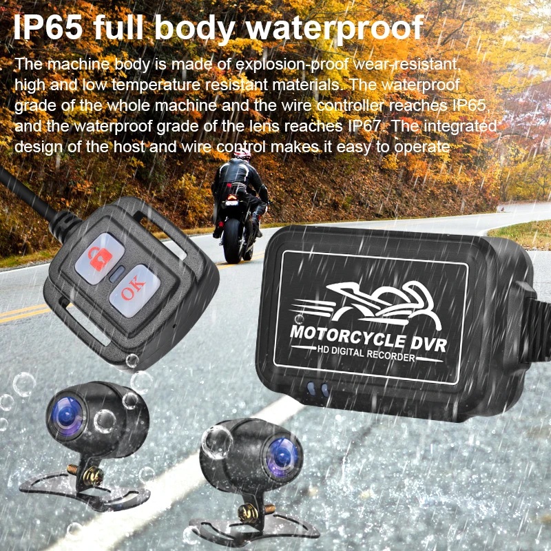 No-Screen-WiFi-Motorcycle-DVR-Dash-Cam-1080P-1080P-Full-HD-Dual-Lens ...