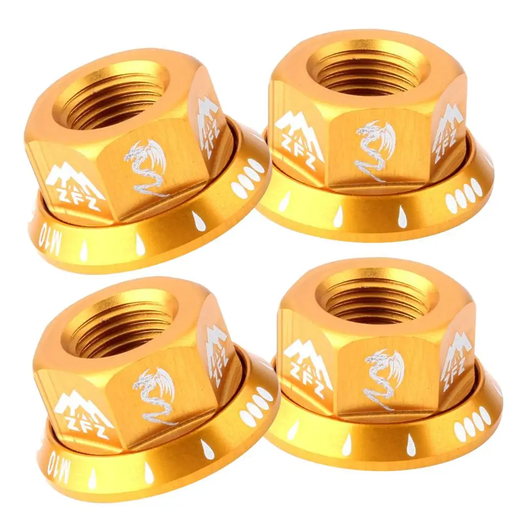 4Pcs Quick Release Nut Bike Nuts Flange Nut Axle Track Wheel Nut M10 ...
