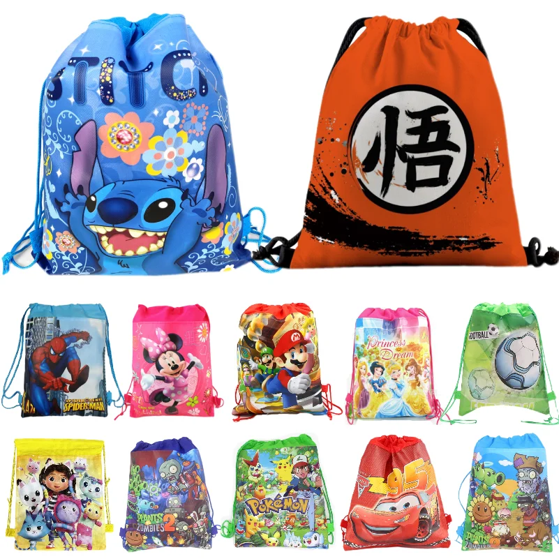 Disney-Stitch-Anime-Non-woven-Backpack-Disney-Cars-Drawstring-Bag-Mario ...