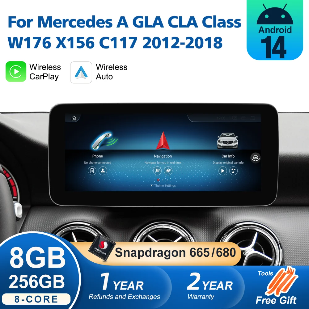 Android 14 Auto Radio For Mercedes Benz A GLA CLA Class W176 X156 C117 ...