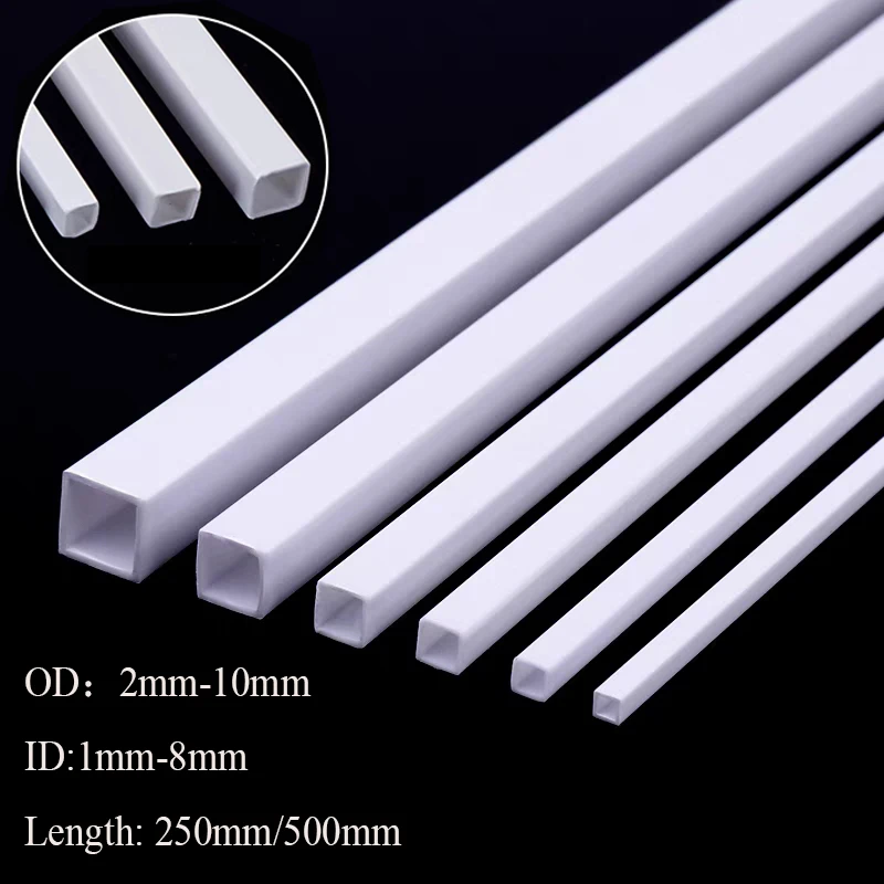 50/10pcs ABS Plastic Square Tube Hollow Square Bar Rods Styrene Rod for ...