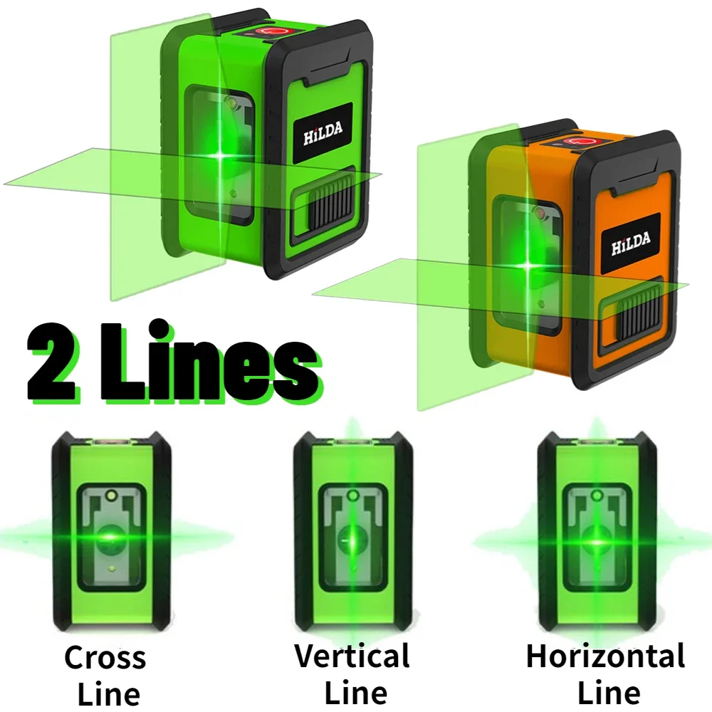 2-Lines-Laser-Level-Self-Levelling-Green-Beams-Laser-Horizontal ...