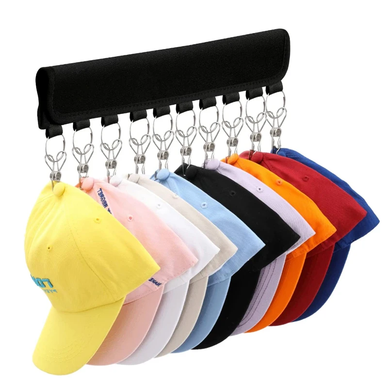 Space-Saver-Hat-Hanger-with-Stainless-Clips-Hanging-Baseball-Caps ...