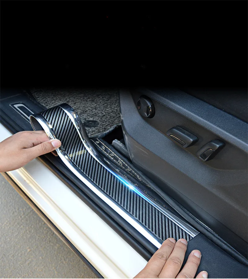 5CM Car Stickers Anti Scratch Door Sill Protector Rubber Strip Carbon ...