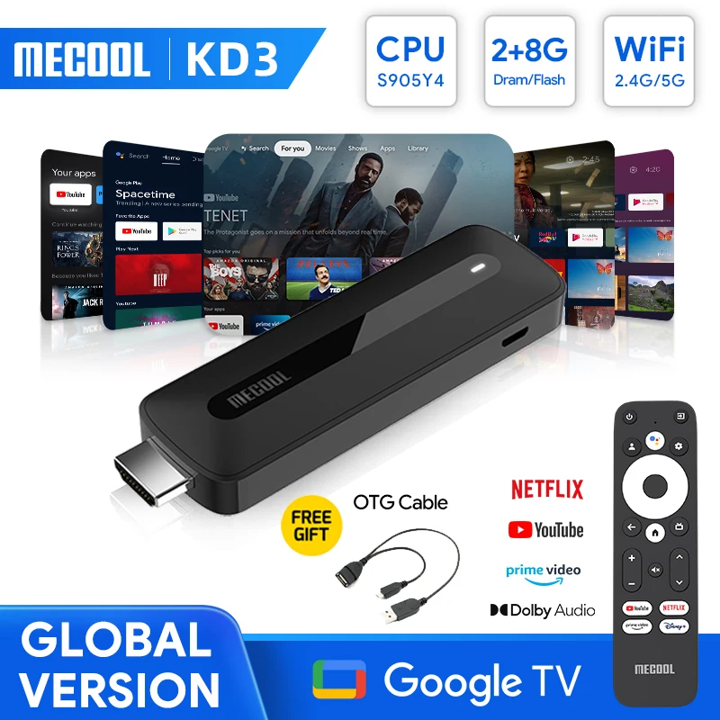 MECOOL KD3 Android 11 TV Vara com Dolby Áudio, Certificado do Google, Stream Media Receiver ...
