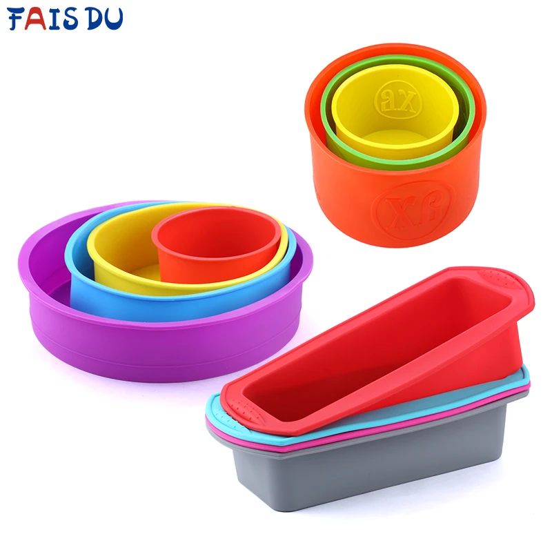 Silicone Cake Mold Round Shape Rectangular Silicone Bread Pan Cake ...