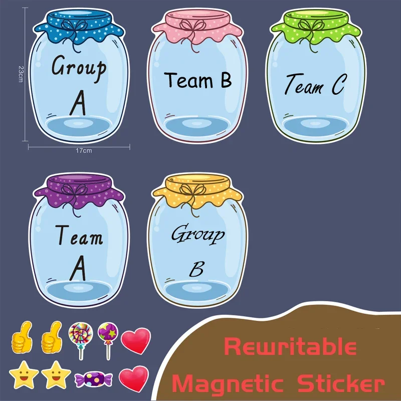11pcs-Set-23cm-Rewritable-Candy-Jar-Magnetic-Sticker-Classroom-Grouping ...