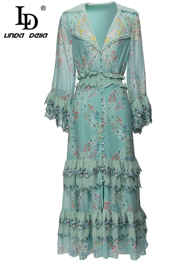 LD-LINDA-DELLA-Fashion-Designer-Spring-Dress-Women-Turn-down-Collar ...