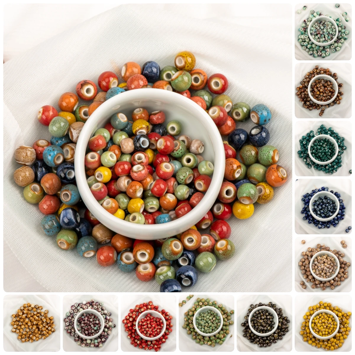 6# 8# 100pcs China Ceramic Colorful Beads Bandmade Procelain Bead For ...
