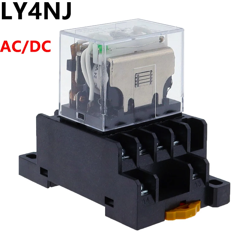 1Set-LY4NJ-HH64P-AC-110V-220V-DC-12V-DC-24V-14PIN-10A-silver-contact ...