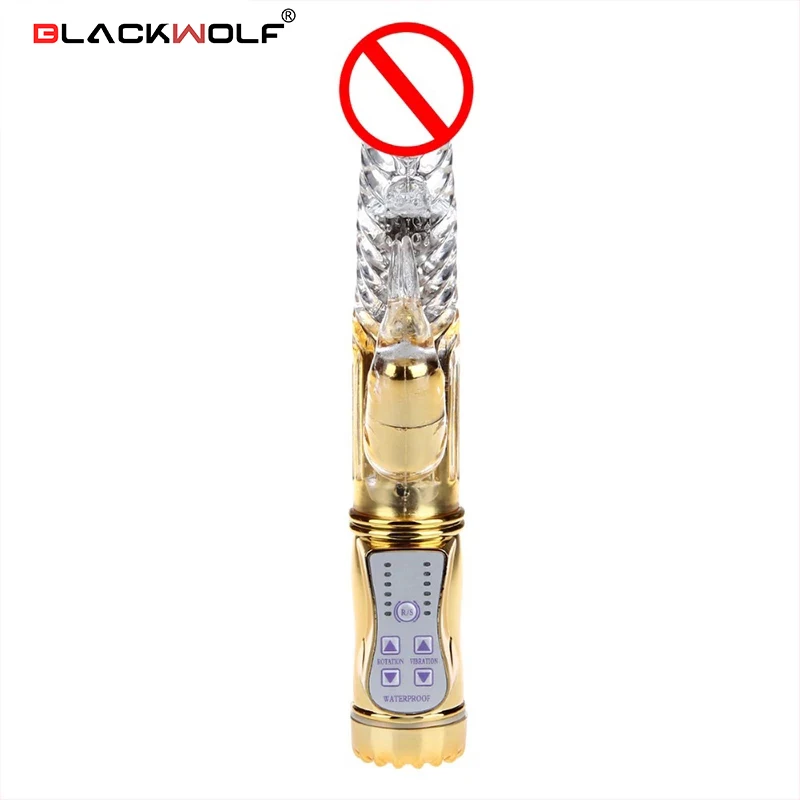 Black Wolf Vibrator Waterproof Rabbit Dildo Vibrator G Spot Multispeed