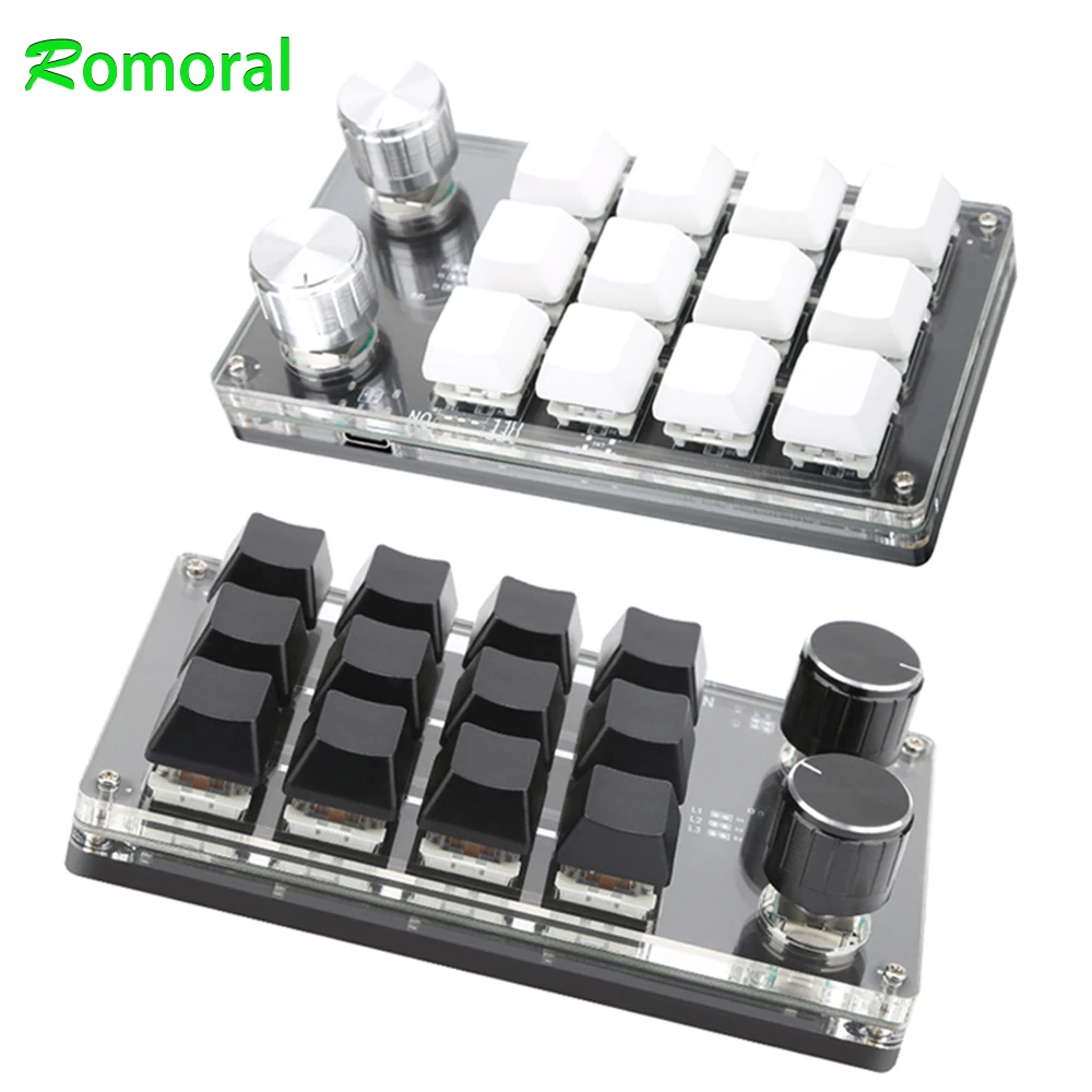 Romoral-Macro-Programming-Keyboard-12-Keys-2-Knob-Mini-Keyboard-DIY-Mechanical-Keyboard-Gaming ...