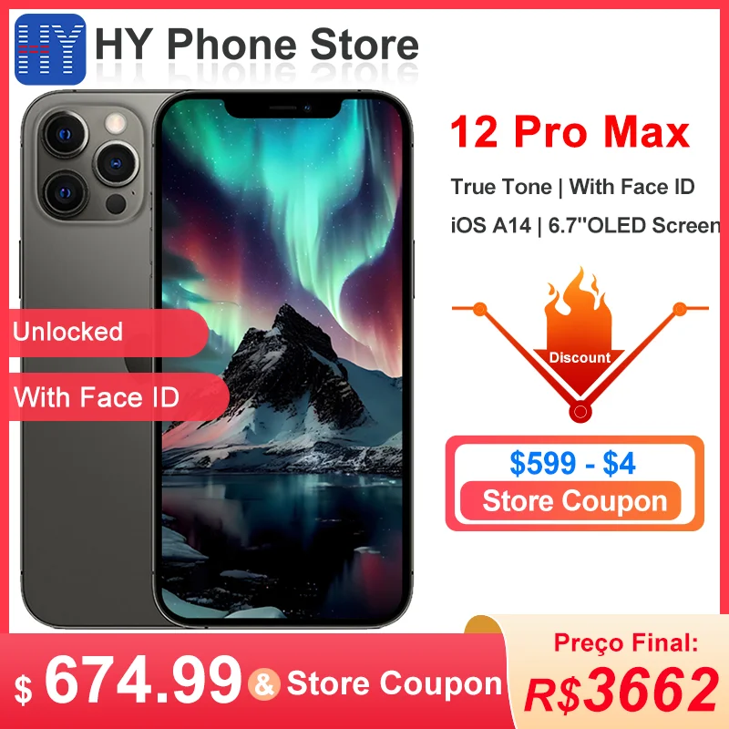 Dual Sim Apple Iphone 12 Pro Max 128gb/256gb Rom Unlocked Smartphone 6. ...