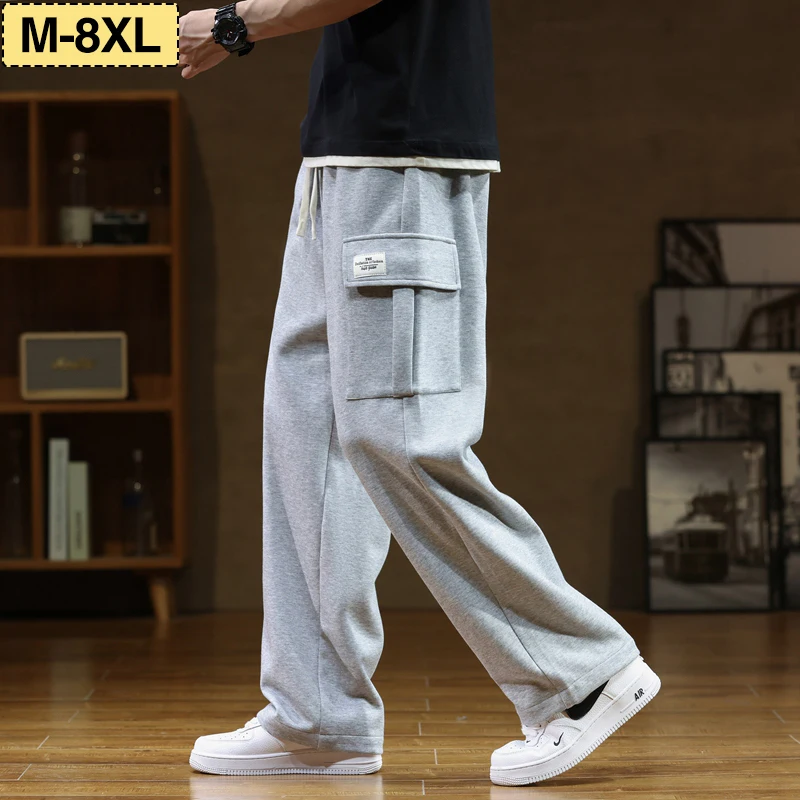 Large Size 6XL 7XL 8XL Men's Sweatpants Baggy Wide Elastic Knitted ...