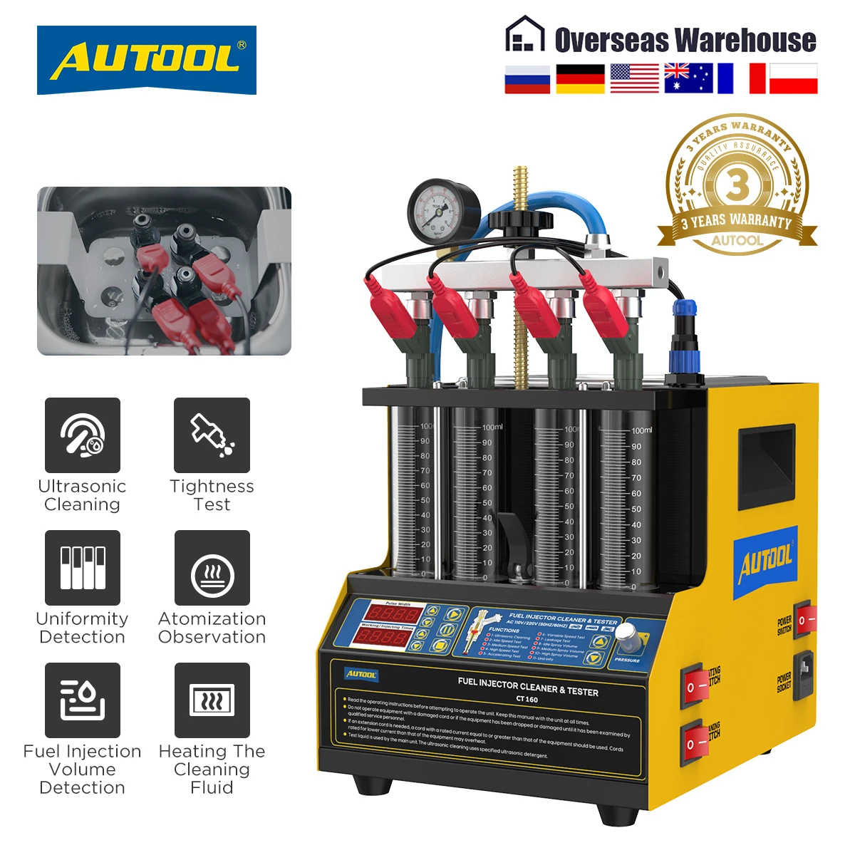 Autool Ct160 Car Fuel Injector Heating Cleaning & Tester Machine ...