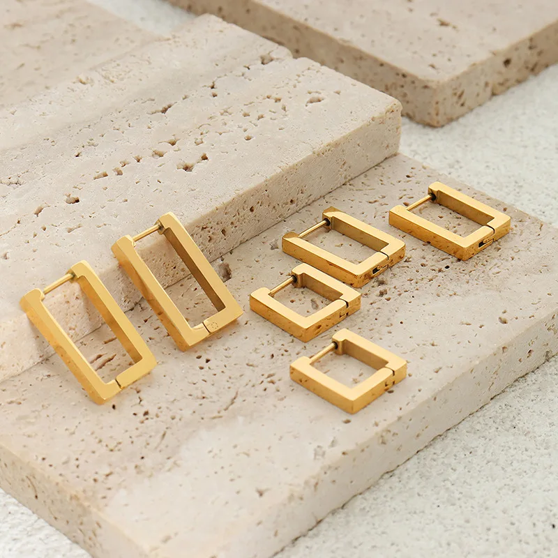 U-Shaped-Earrings-Gold-Color-Stainless-Steel-Letter-T-Square-Ear-Buckle ...