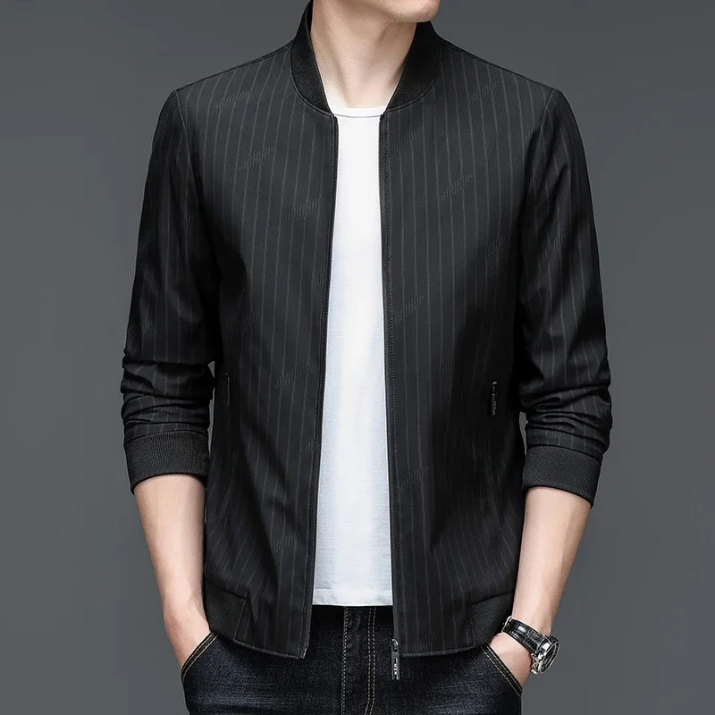 New-Brand-Men-s-Jacket-Striped-Stand-Collar-Men-s-Jacket-Business ...