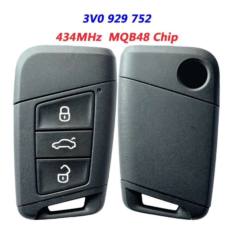 AK001085 PN 3V0 959 752 Smart Remote Key 3 Button 434MHz MQB48 Chip ...