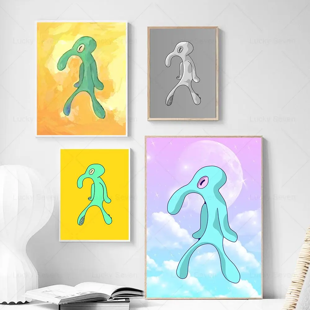 Pop-Art-Squidward-Paintings-On-Canvas-Bold-And-Brash-Poster-Abstract ...