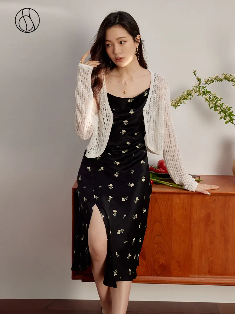 Dushu-Frauen-Satin-drapieren-Franz-sisch-elegante-Hosentr-ger-Schlitz-Kleid-Sommer-neues-Kleid-f ...