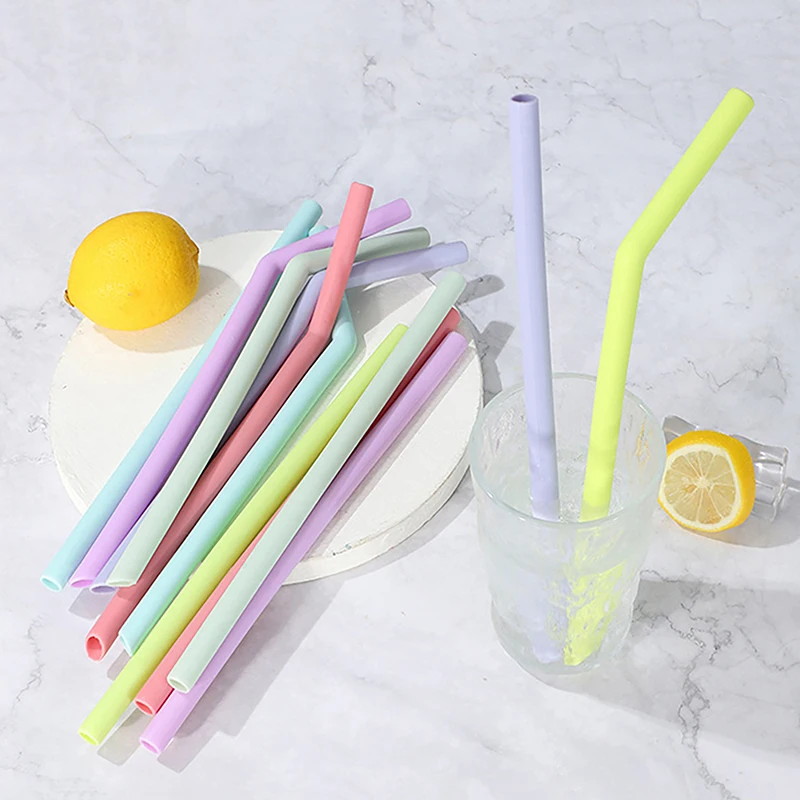 6PCS-Reusable-Food-Grade-Silicone-Straws-Straight-Bent-Multicolor ...