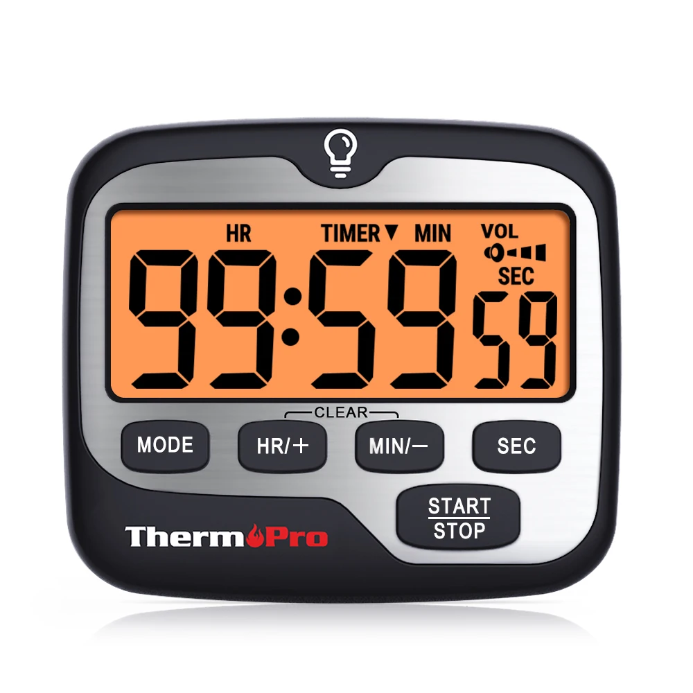 ThermoPro TM01 Backlight 4 Alarm Volume With Clock Function Countdown ...