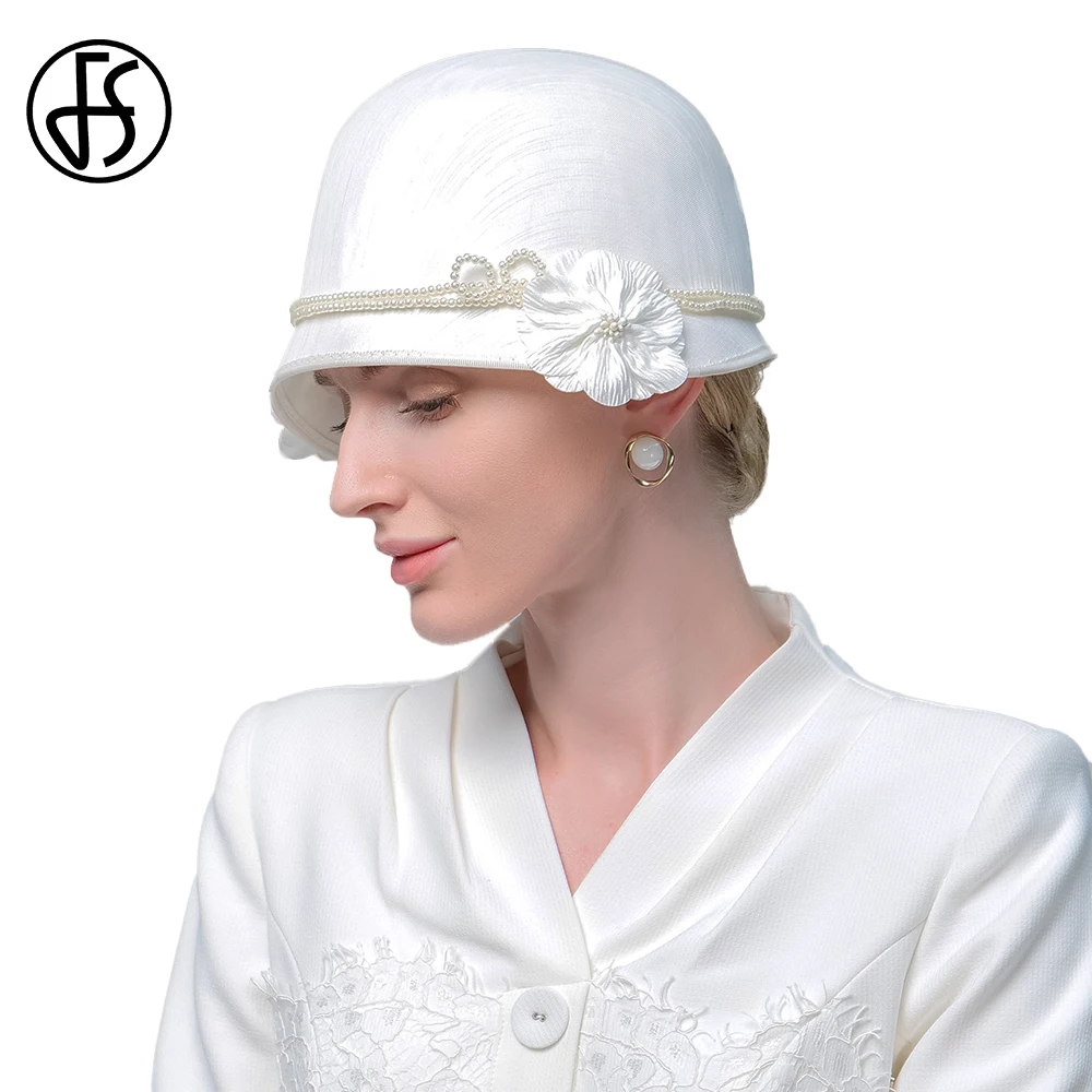 FS-Elegant-White-Black-Hats-With-Flower-British-Top-Hat-Ladies-Vintage ...