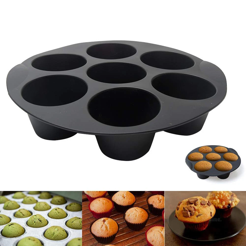 7-8Inch-Air-Fryer-Silicone-Muffin-Pan-7-Holes-Cupcake-Mold-Non-Stick ...