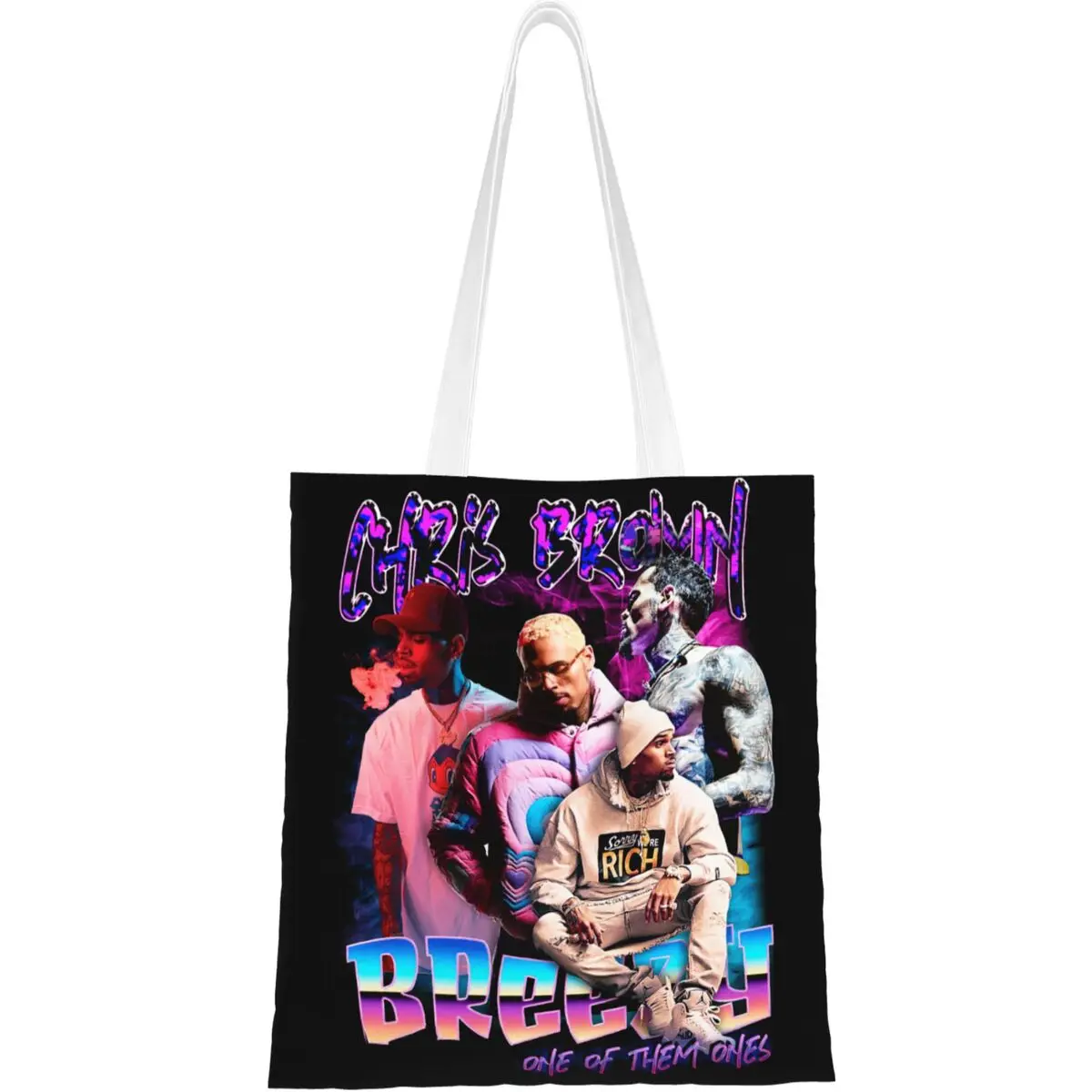 Chris-Brown-Homage-90s-Canvas-Tote-Bag-Simple-style-Large-Capacity-Hip ...