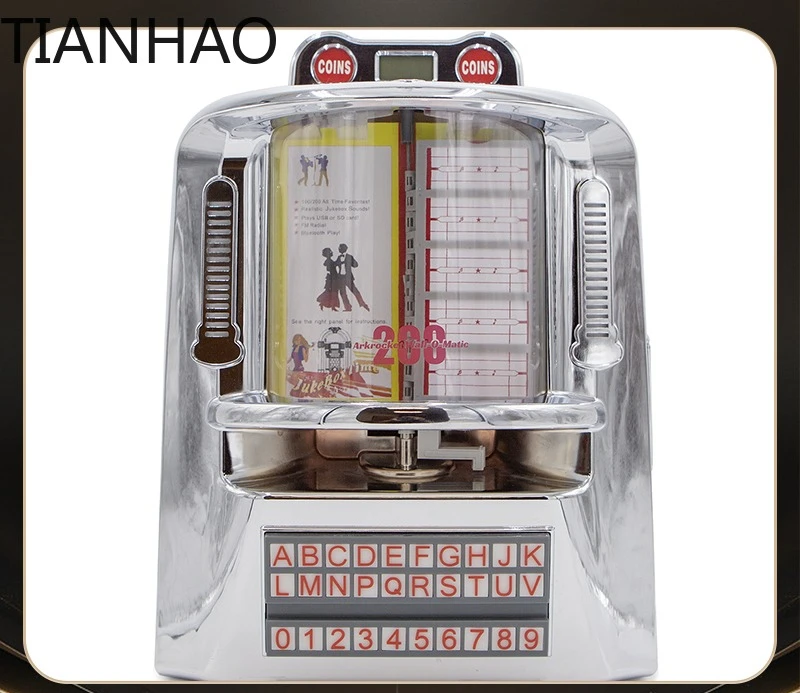 Retro desktop jukebox silver chrome bluetooth speaker can edit 200 ...