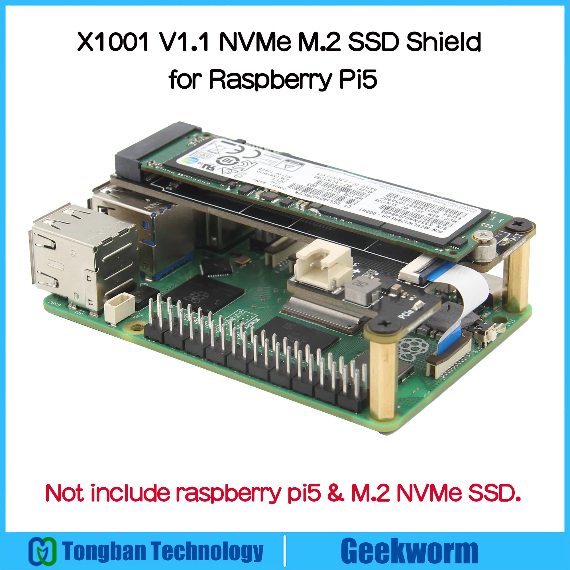 Geekworm X1001 V1.1 pcie M.2 NVMe SSD 2280 PIP PCIe Peripheral Board ...
