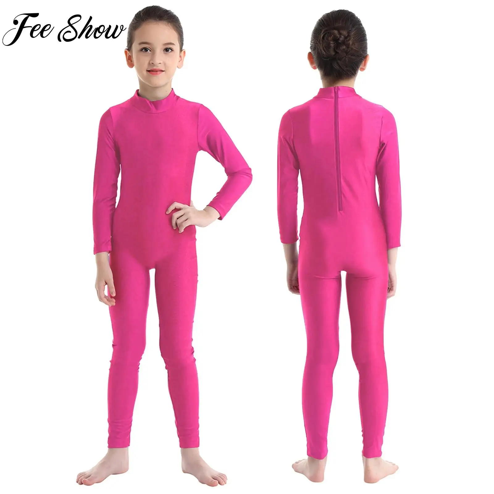 Kids Girls Ballet Leotard Solid Color Ballet Dance Gymnastics Full Body ...